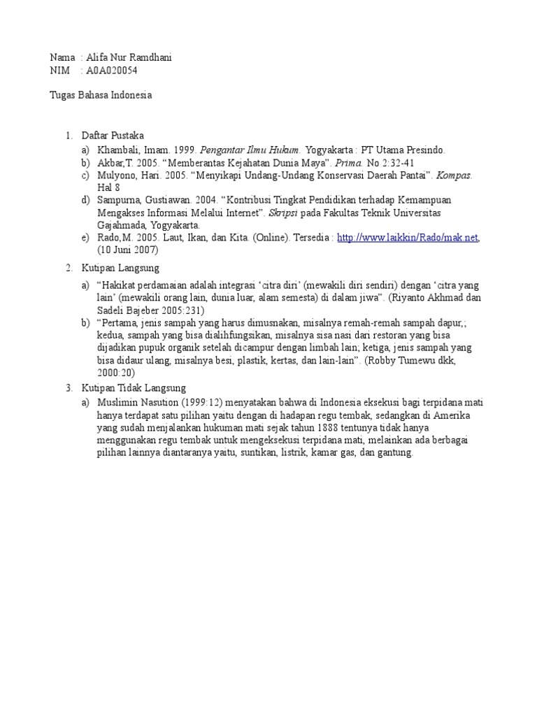 Tugas Bahasa Indonesia Alifa Nur Ramdhani | PDF