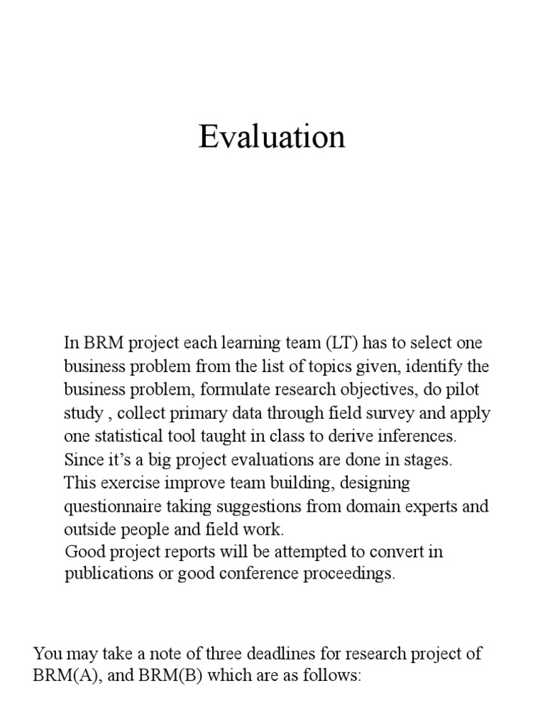 BRM Project Evaluation Guidelines | PDF | Career & Growth