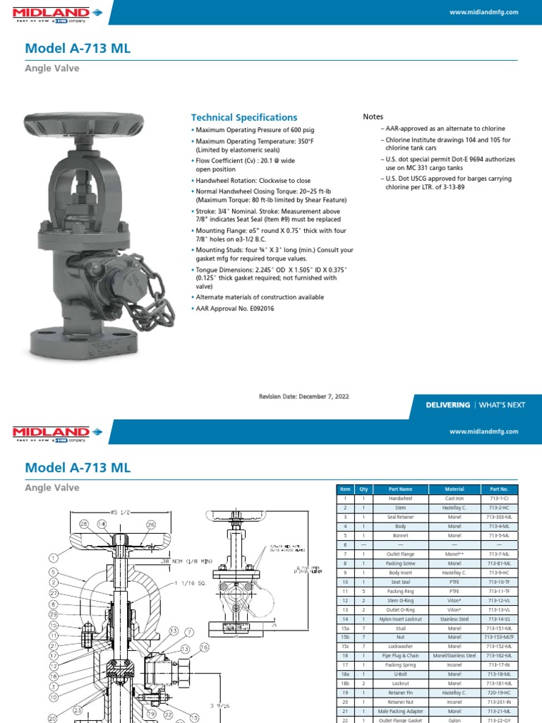 A 713 Angle Valve Data Sheet | Download Free PDF | Valve | Mechanical Engineering