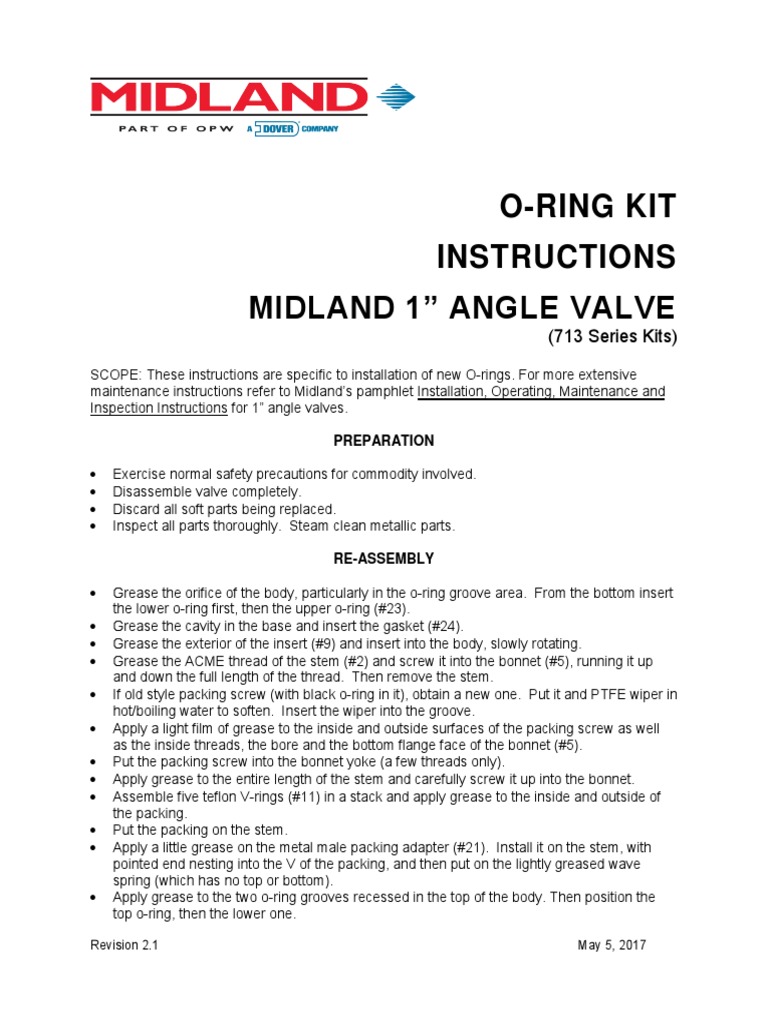 Reassembly Instructions for Midland 1 | PDF | Valve | Industrial Processes