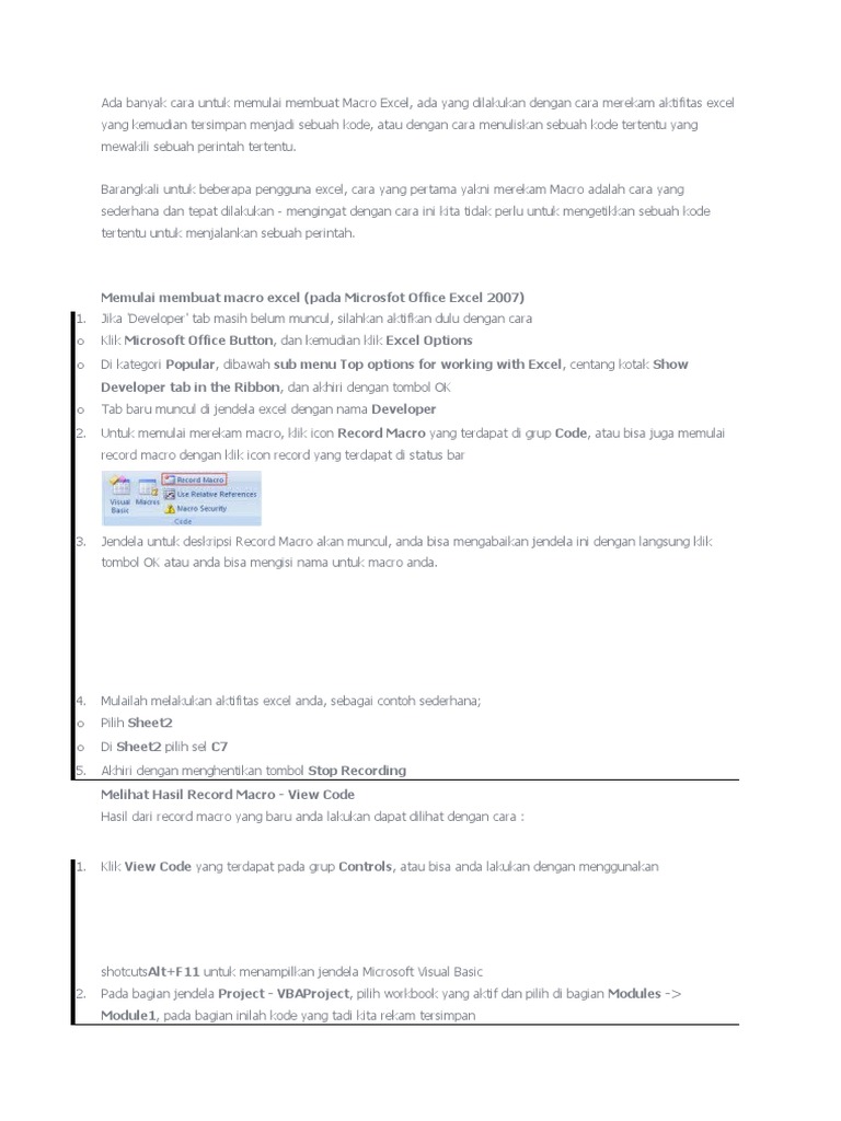 Ada Banyak Cara Untuk Memulai Membuat Macro Excel | PDF