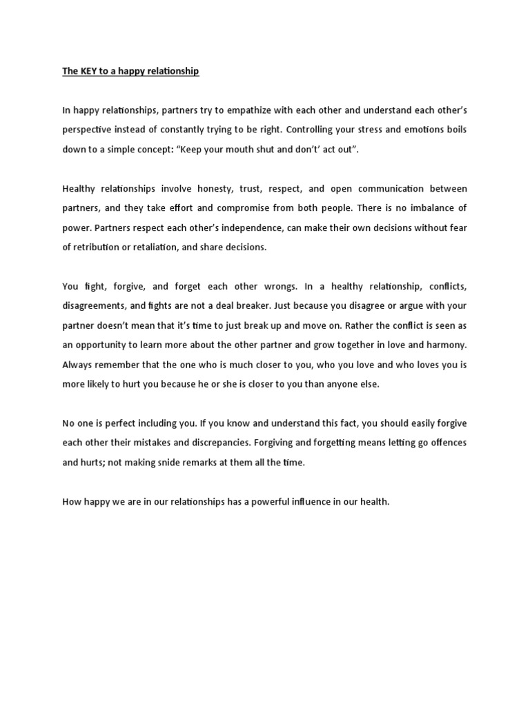 KEY To A Happy Relationship | PDF
