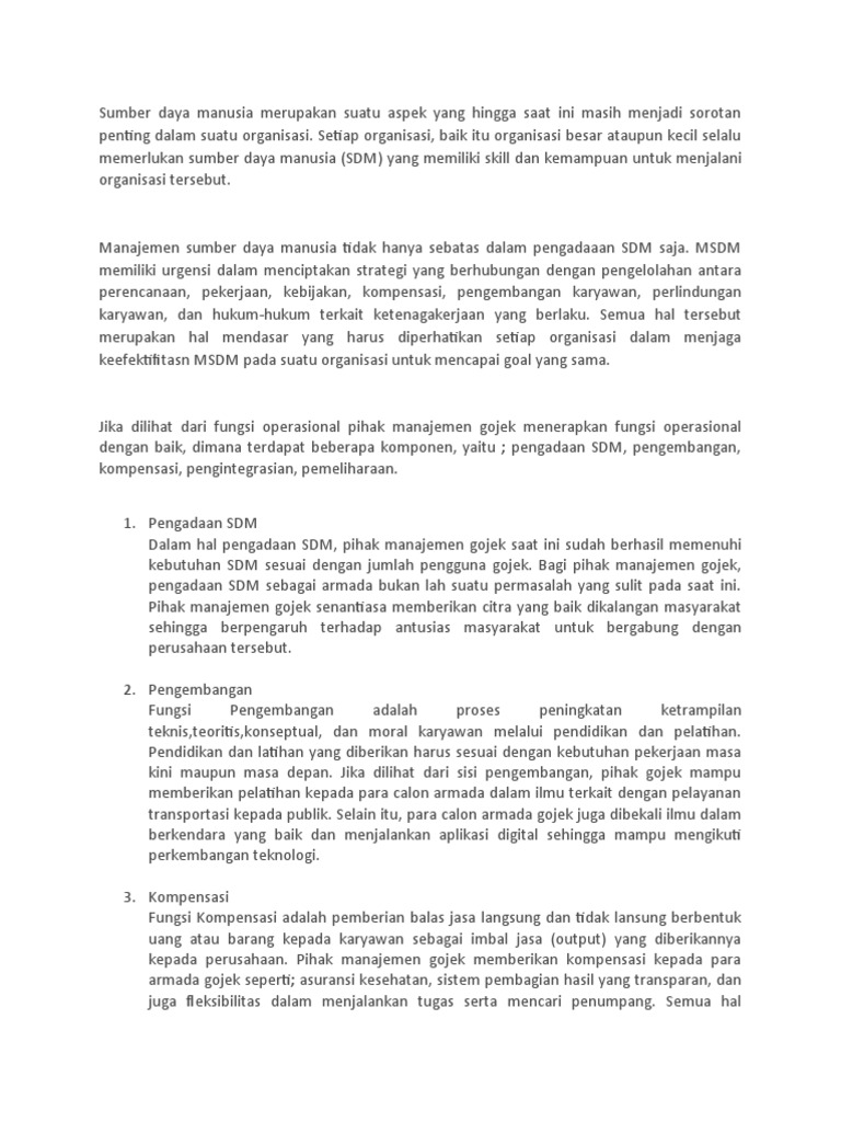 MSDM Gojek Mampu Ciptakan Inovasi Baru | PDF