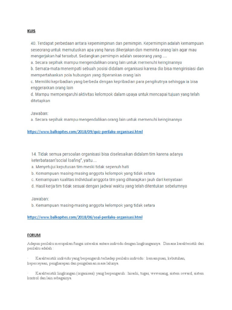Jawaban Forum Dan Kuis MSDM M11 | PDF