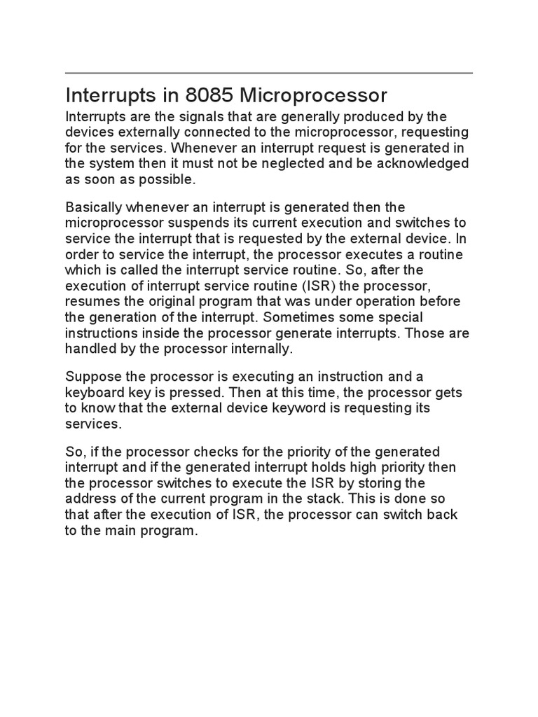 Interrupts in 8085 Microprocessor | PDF | Central Processing Unit | Input/Output
