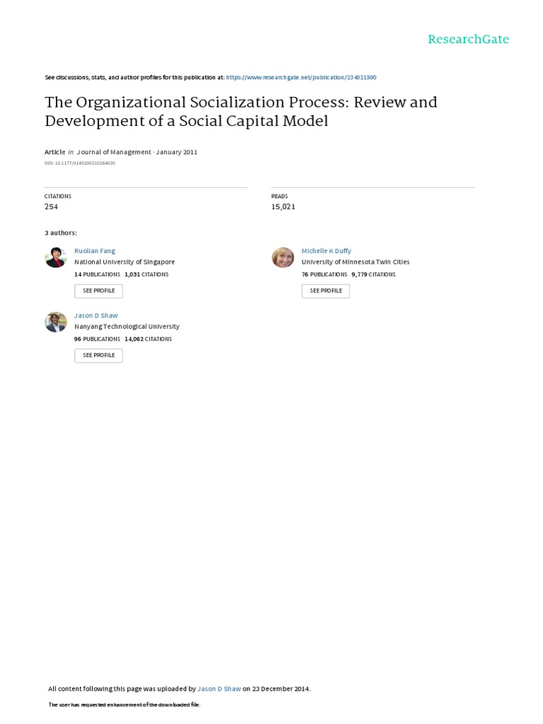 The Organizational Socialization Process Review An PDF | PDF | Social ...
