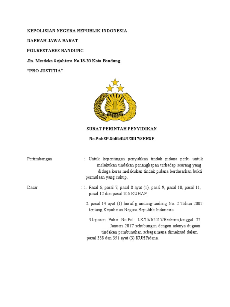 Surat Perintah Penyidikan | PDF
