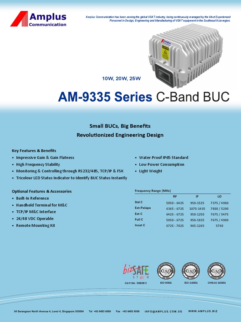 C-Band BUC (10W, 20W, 25W) | PDF | Hertz | Electricity