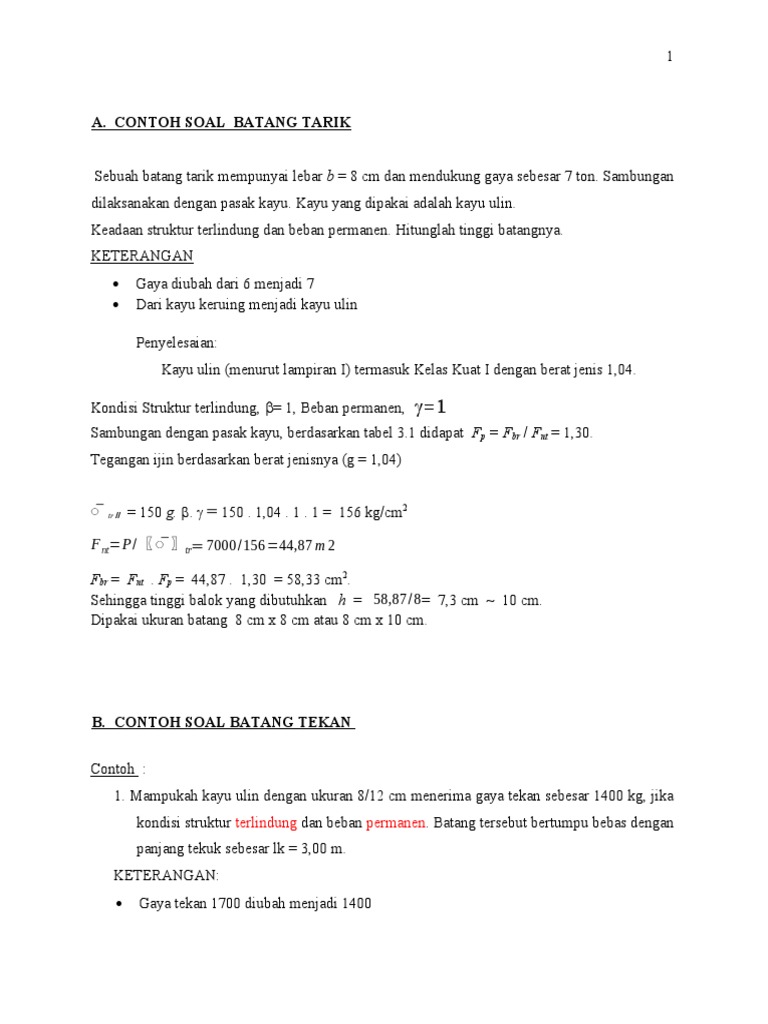 Latihan Soal Batang Tarik Tekan Tampang Ganda | PDF