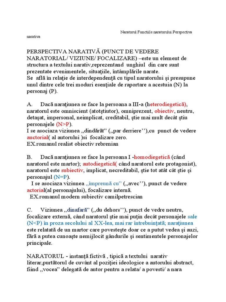 Perspectiva Narativă | PDF