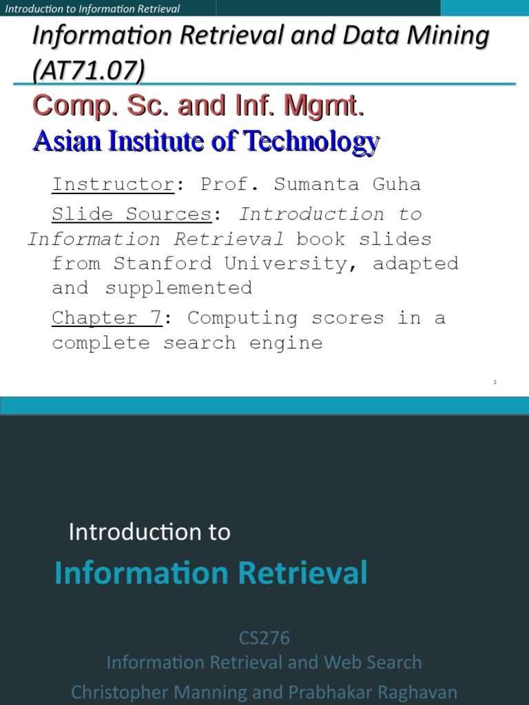 IRCh 7 Slides | PDF | Information Retrieval | Search Engine Indexing