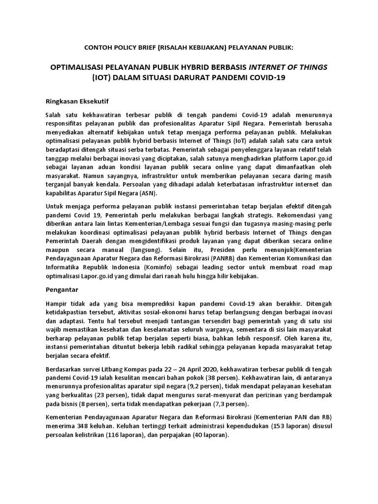 6 - Contoh Policy Brief Pelayanan Publik | PDF