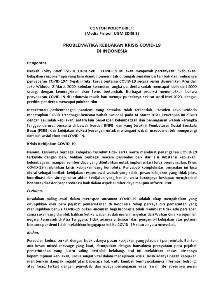 4 - Contoh Policy Brief Kesehatan | PDF