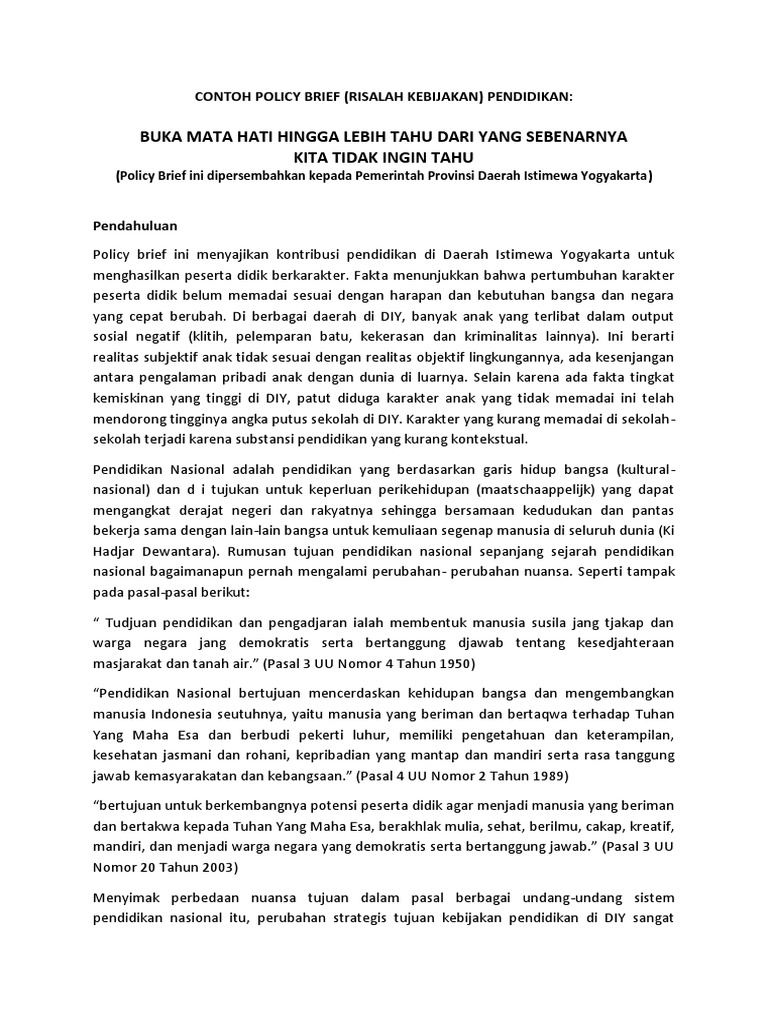 5 - Contoh Policy Brief Pendidikan | PDF