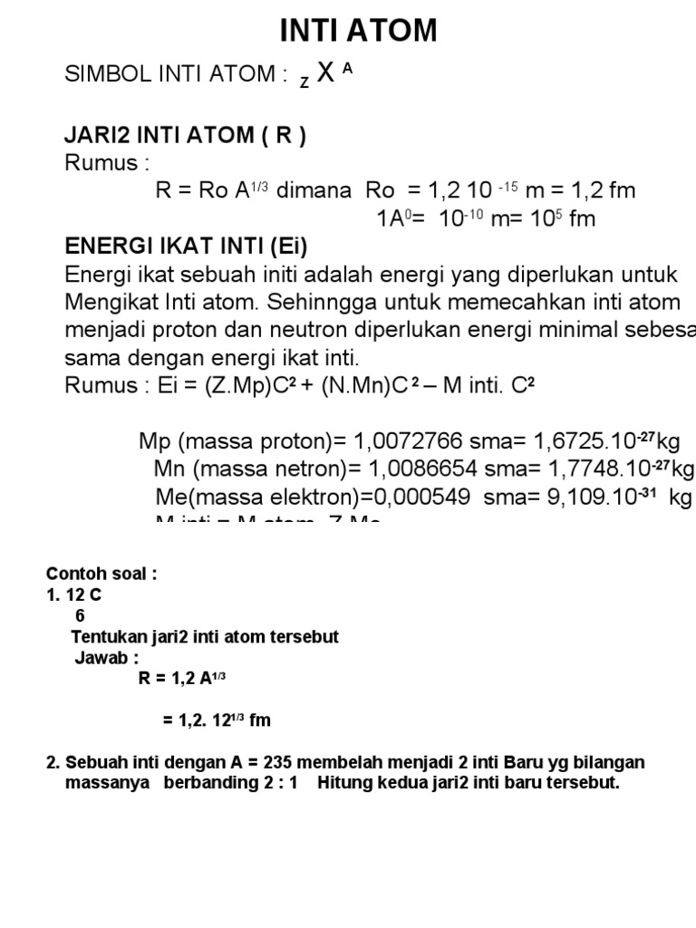 Rumus Inti Atom | PDF