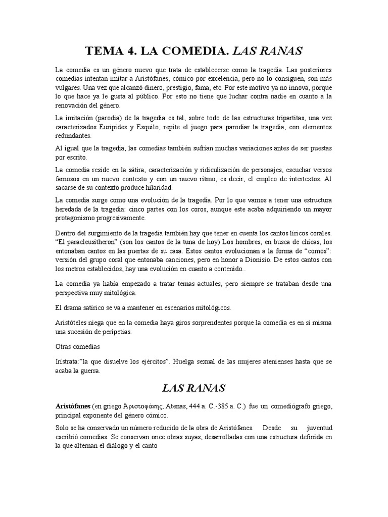 La Comedia. Las Ranas | PDF