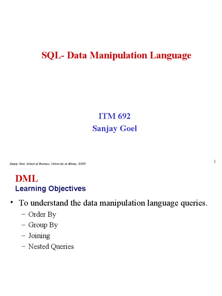 SQL Data Manipulation Language Guide | PDF | Table (Database) | Summation