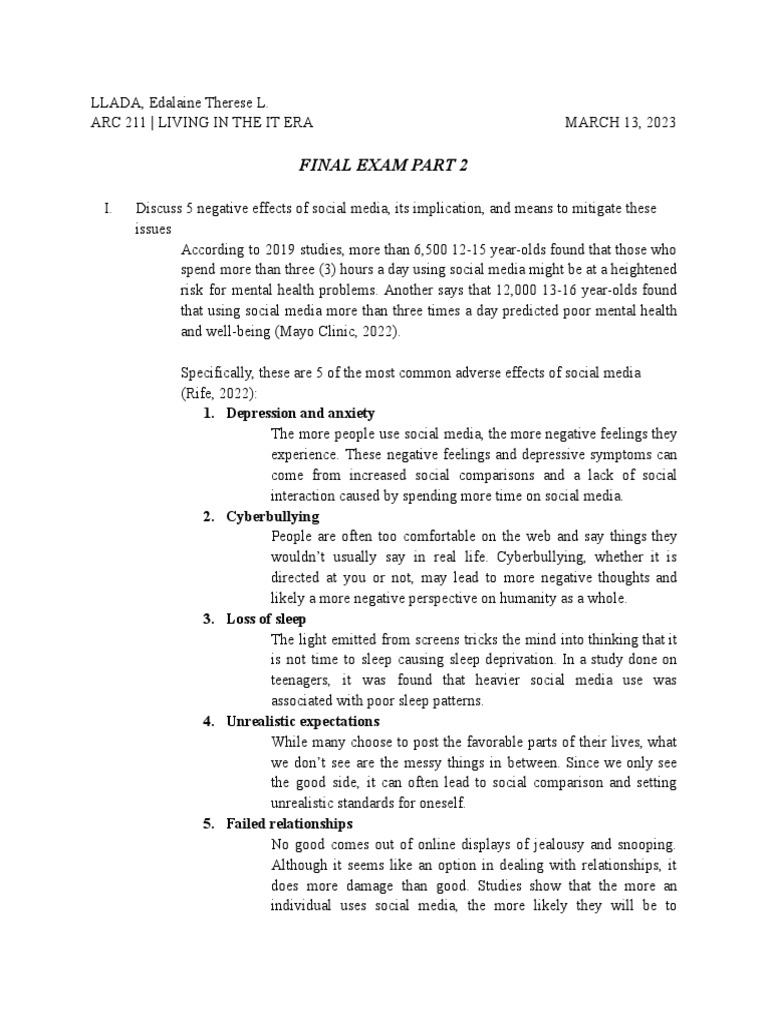 Final Exam Part 2 (Llada) | Download Free PDF | Popular Culture & Media Studies | Social Media