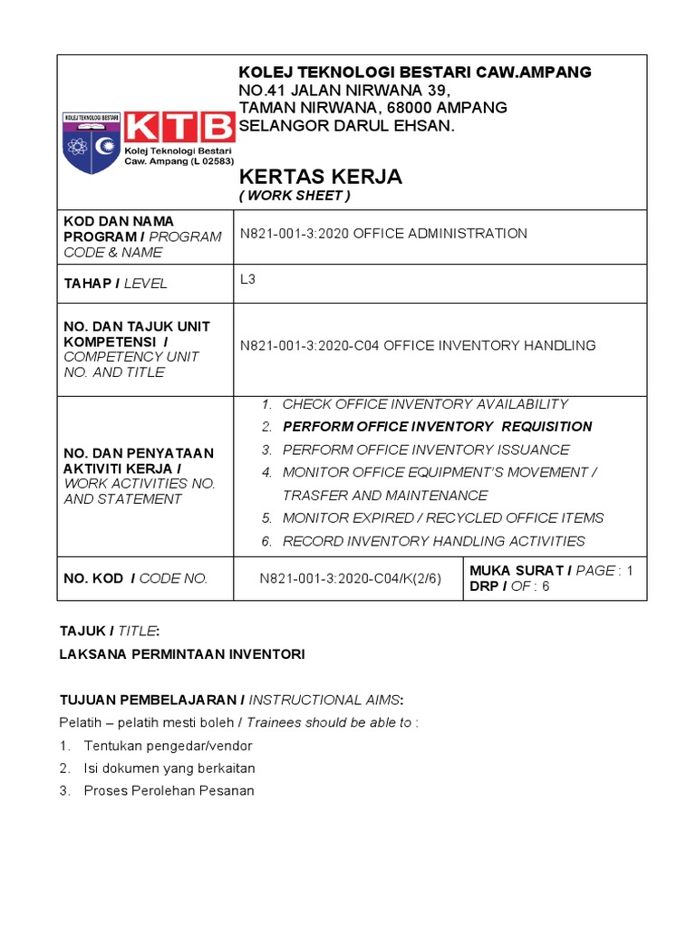CTH KERTAS KERJA | PDF