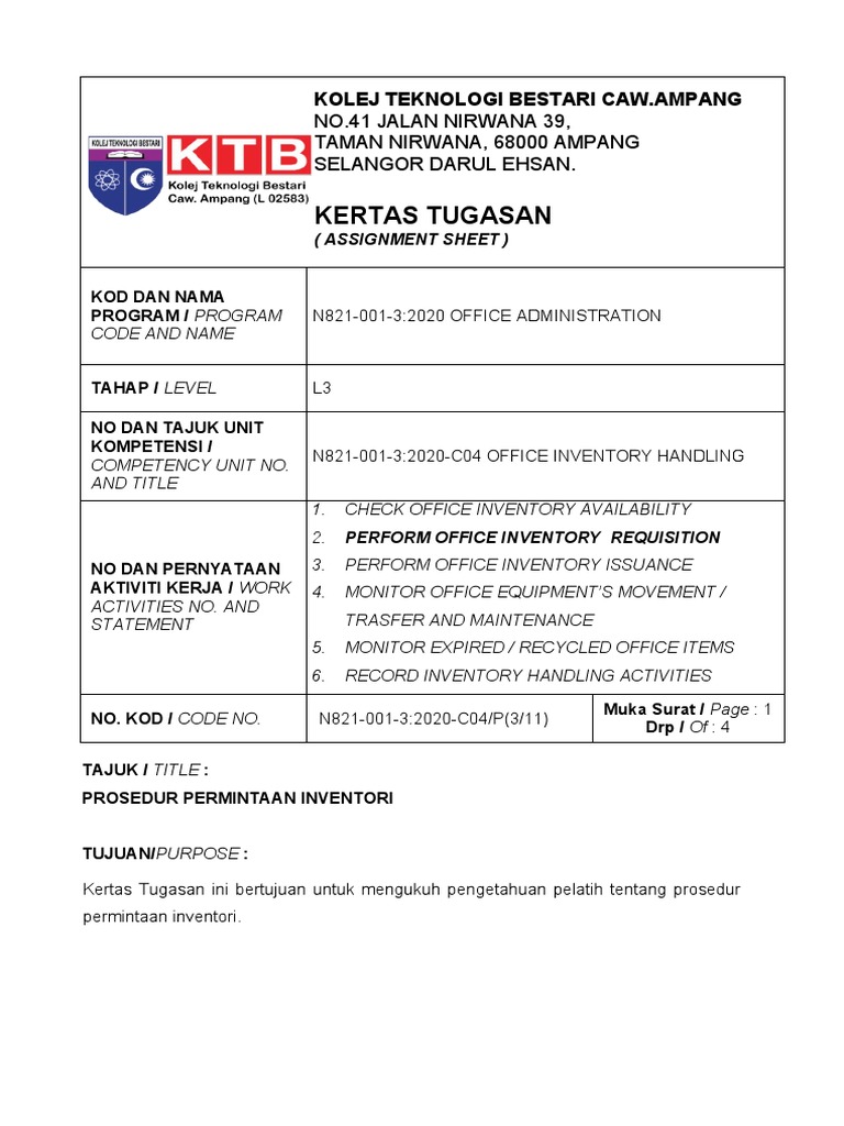 CTH KERTAS TUGASAN - SKEMA | PDF