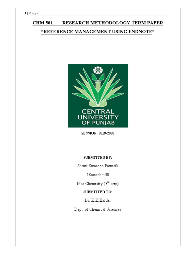 Research Methodology Term Paper | PDF | Citation | Digital Object ...