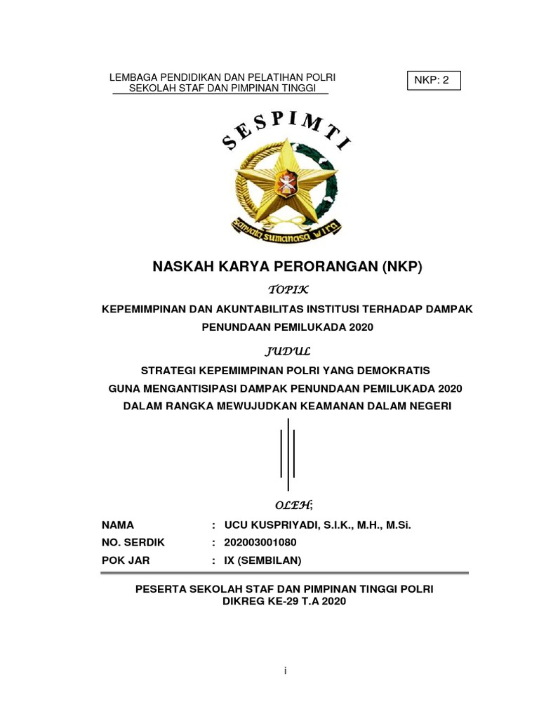NKP Sespim Pemilu 2020 | PDF