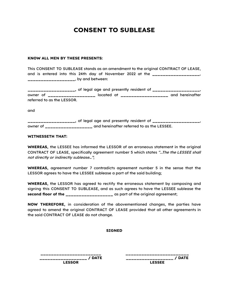 Consent to Sublease Agreement | PDF