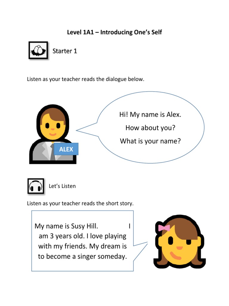 Level 1A1 - Introducing One's Self | PDF