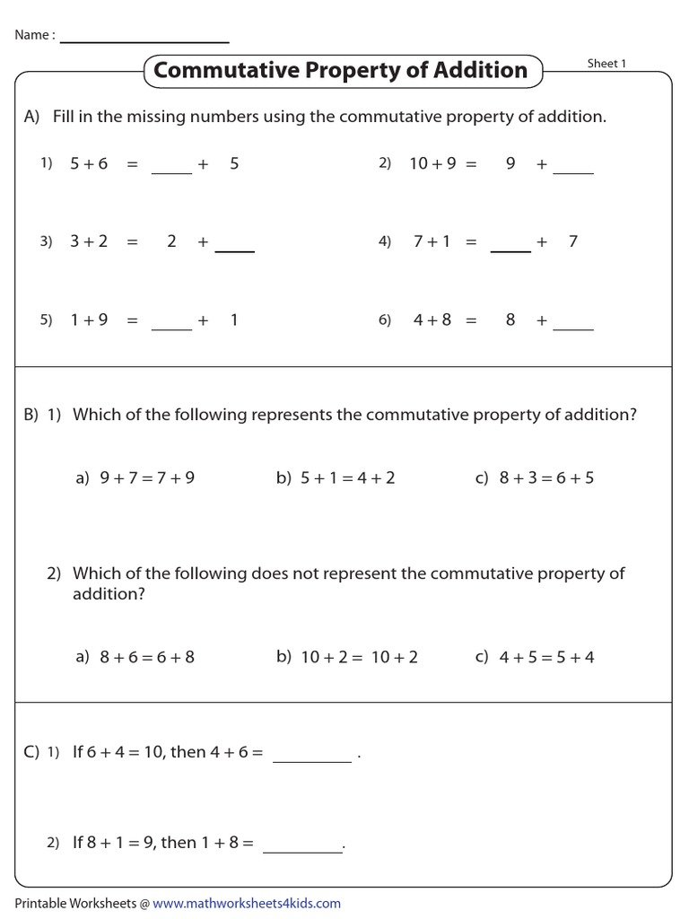 Commutative Property Within 20 1 | PDF