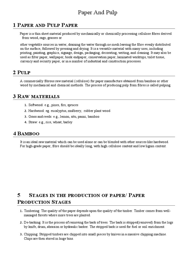 Paper and Pulp | PDF | Pulp (Paper) | Paper