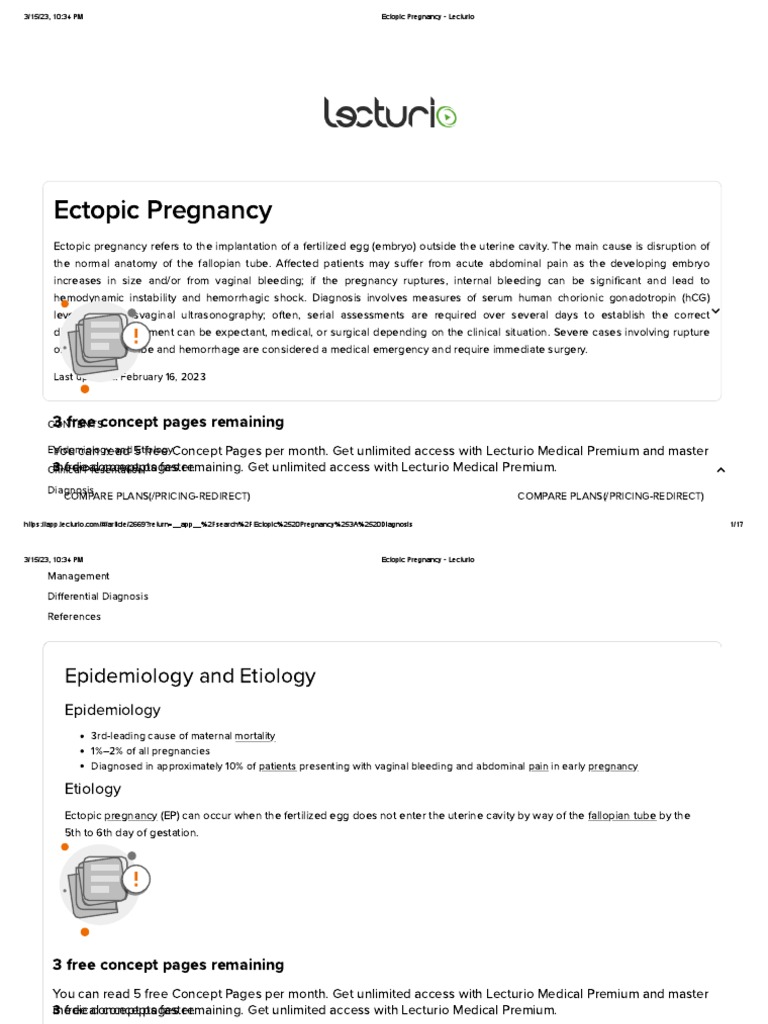 Ectopic Pregnancy - Lecturio | PDF | Miscarriage | Pregnancy