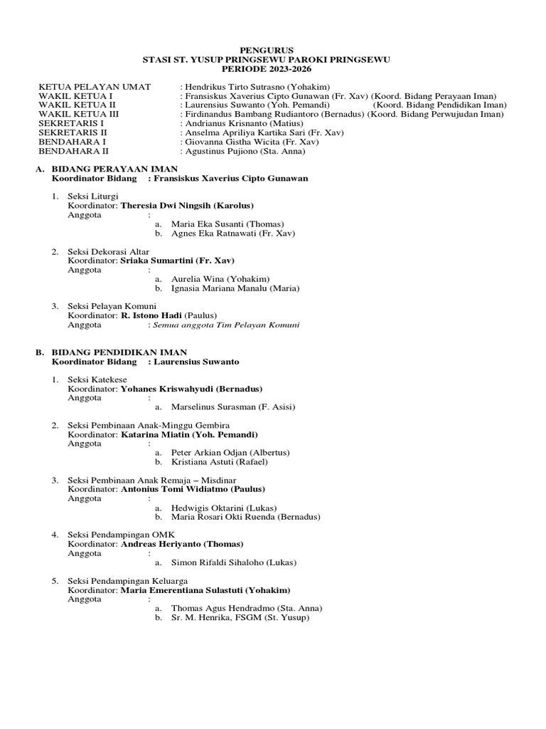 Pengurus Stasi 2023-2026 | PDF