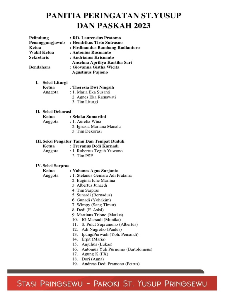Panitia Paskah 2023 Revisi PDF | PDF
