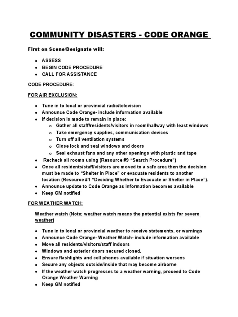 Code Orange | PDF | Natural Disasters | Storms
