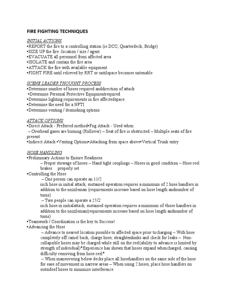 Fire Fighting Techniques | PDF | Fires | Firefighting