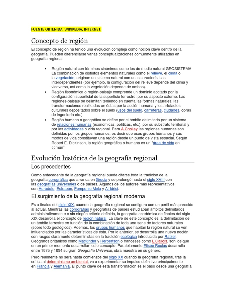 TEMA 4. Concepto de Región PDF | PDF | Geografía | Science