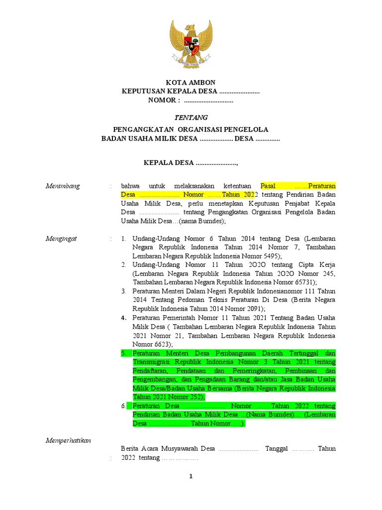 Draf SK Pengelola BUMDES-5 | PDF