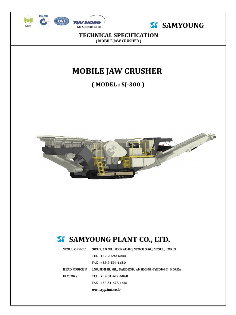 SJ-300 Mobile Jaw Crushser Spec 190529 | PDF | Engines | Bearing ...