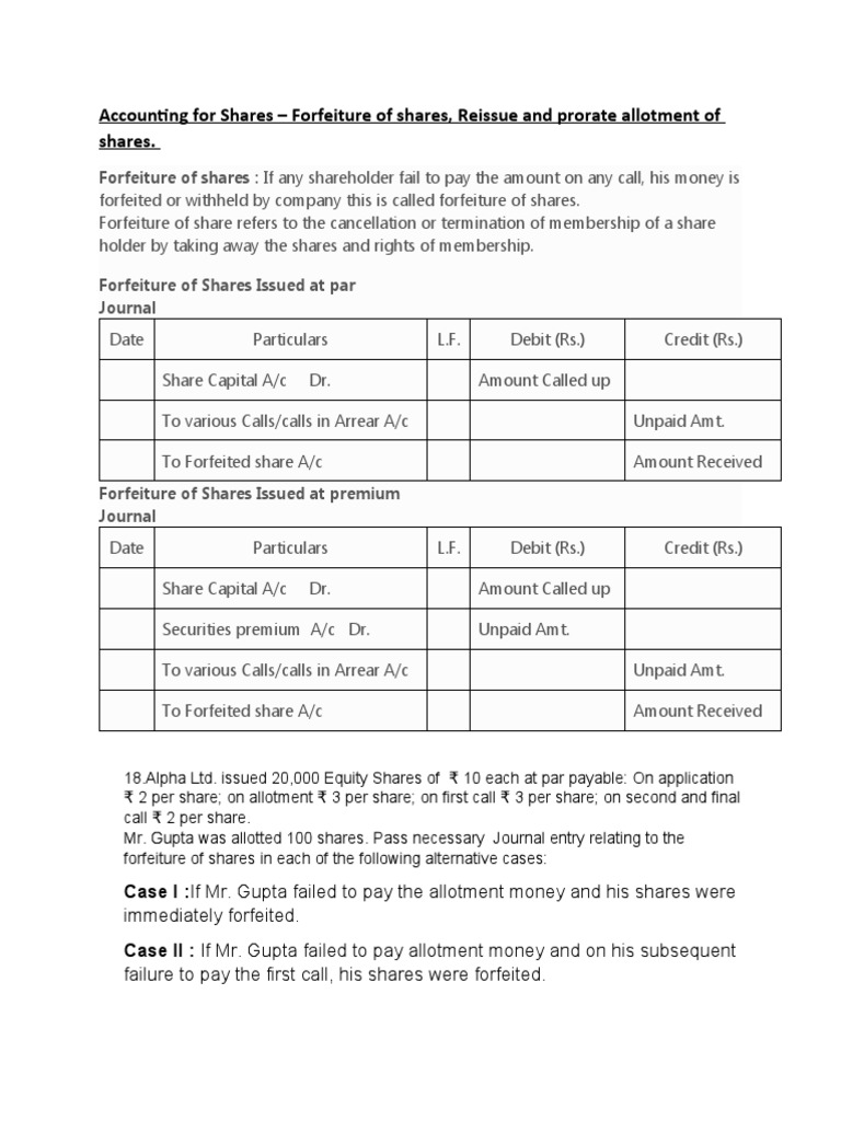 Accounting For Shares - Notes 2 | PDF