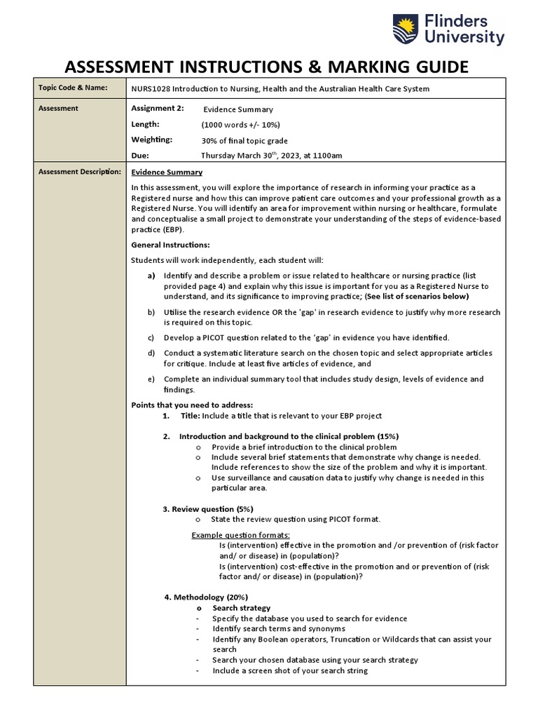 Assignment 2 Evidence Summary Instructions and Rubric-2 | PDF ...