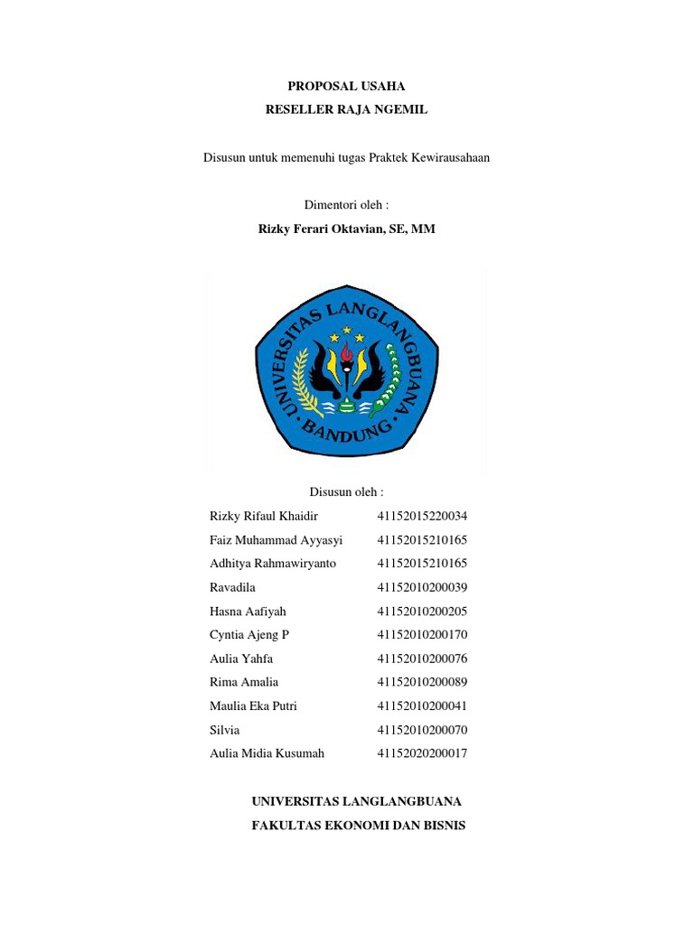 Proposal Reseller Raja Ngemil | PDF