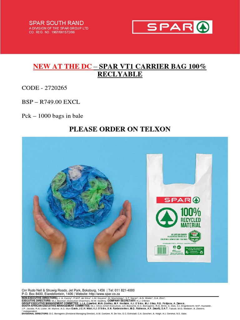 Spar VT1 Carrier Bag - New at The DC PDF | PDF