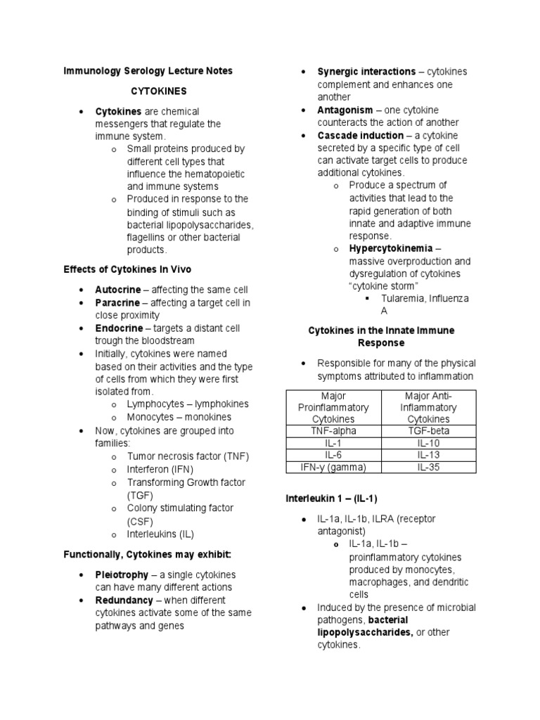 Immuno Sero - 3rd Week Notes | PDF | T Helper Cell | Cytokine