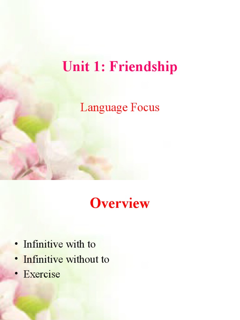 Unit 1 Friendship Language Focus | PDF | Verb | Adjective