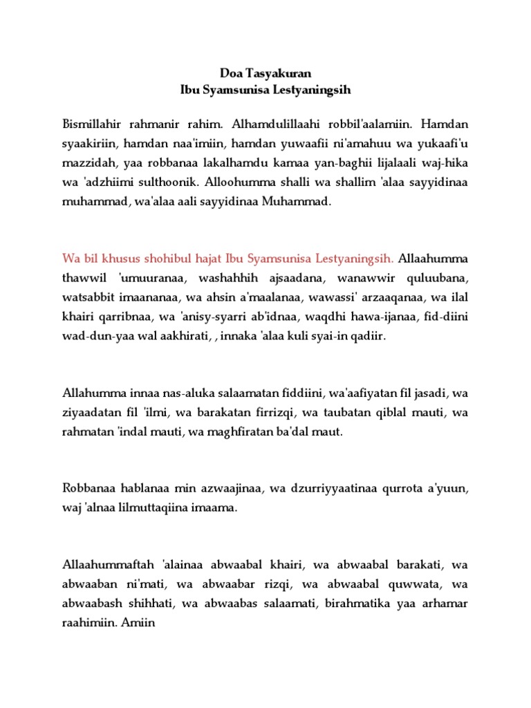 Doa Tasyakuran | PDF