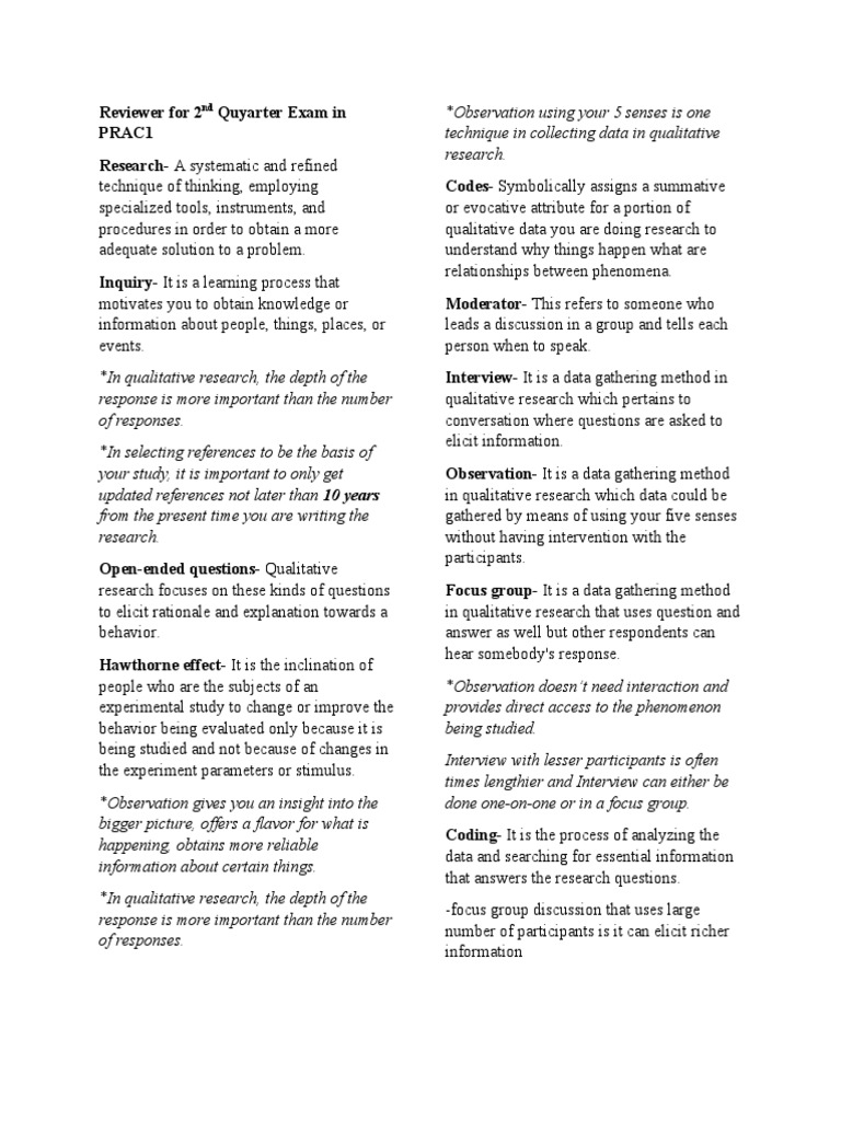 Reviewer in Prac1 - Secondq | PDF | Qualitative Research | Focus Group