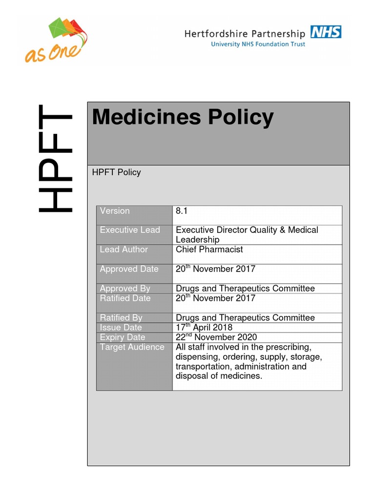 HPFT Medicines Policy Guide | PDF | Prescription Drugs | Medical ...