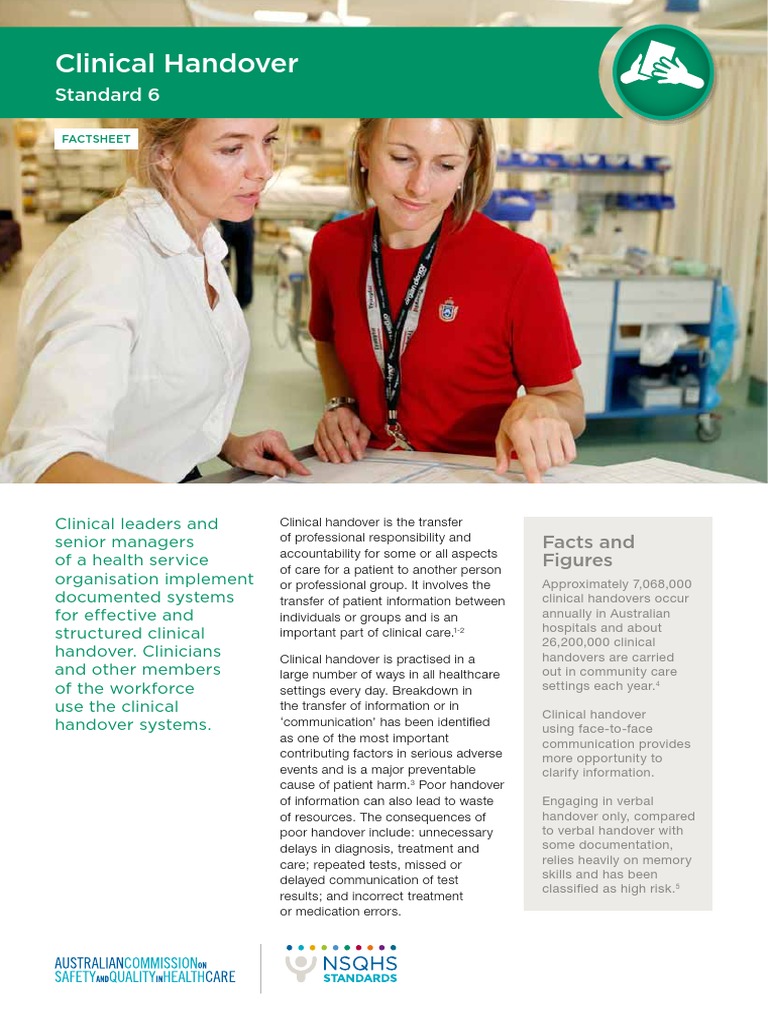 NSQHS Standards Fact Sheet Standard 6 | PDF | Patient | Health Care