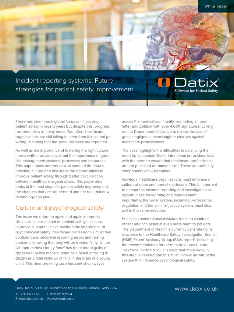 Incident Reporting Systems | PDF | Patient Safety | Health Care