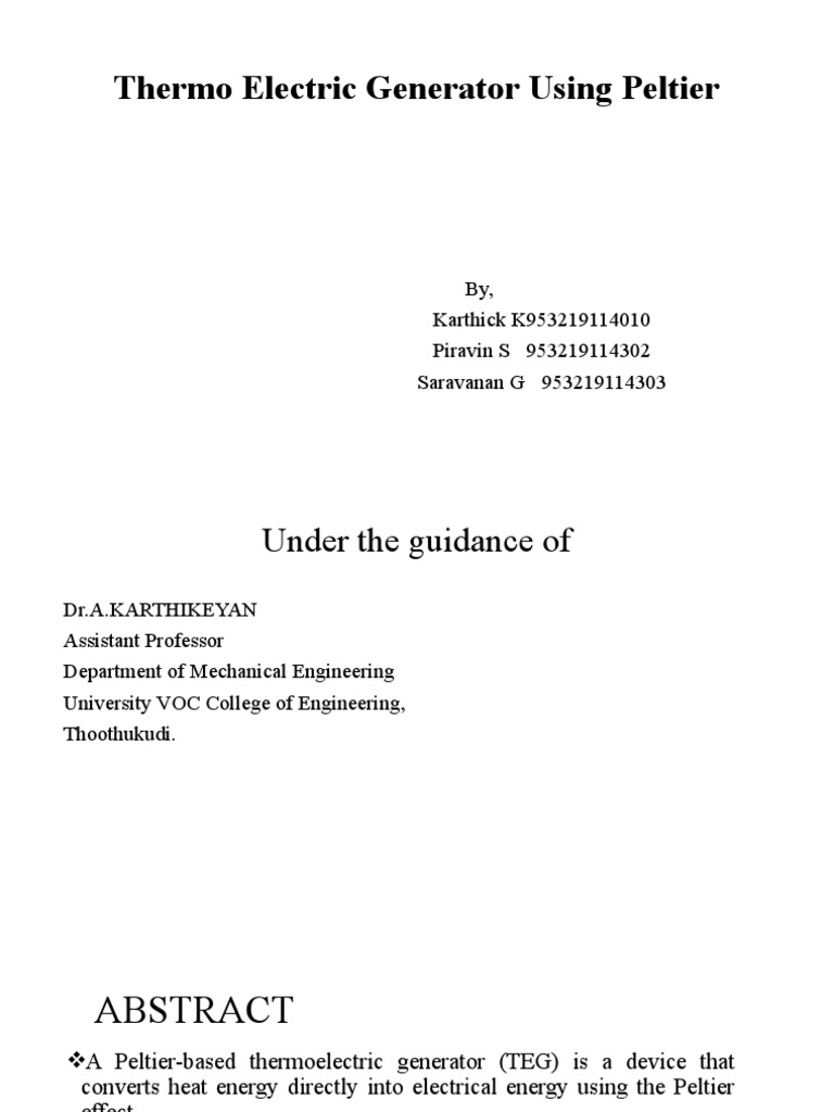 Thermo Electric Generator Using Peltier Pdf